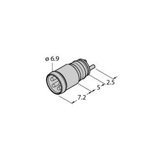 Round connector M8 x 1 / Ø 8 mm, Ø 8 mm Flange Connector, Snap-on Type ...