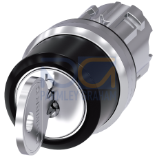 RONIS key-operated switch, 22 mm, round, metal, shiny, lock number 455 ...