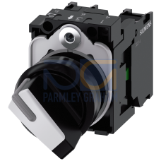 Selector switch, illuminable, 22 mm, round, metal, shiny, white ...